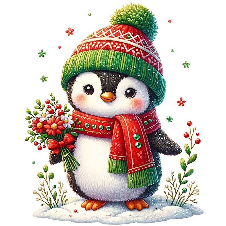 12 Winter Penguin Clipart PNG and JPG, Set 1, Christmas Penguin Clipart ...