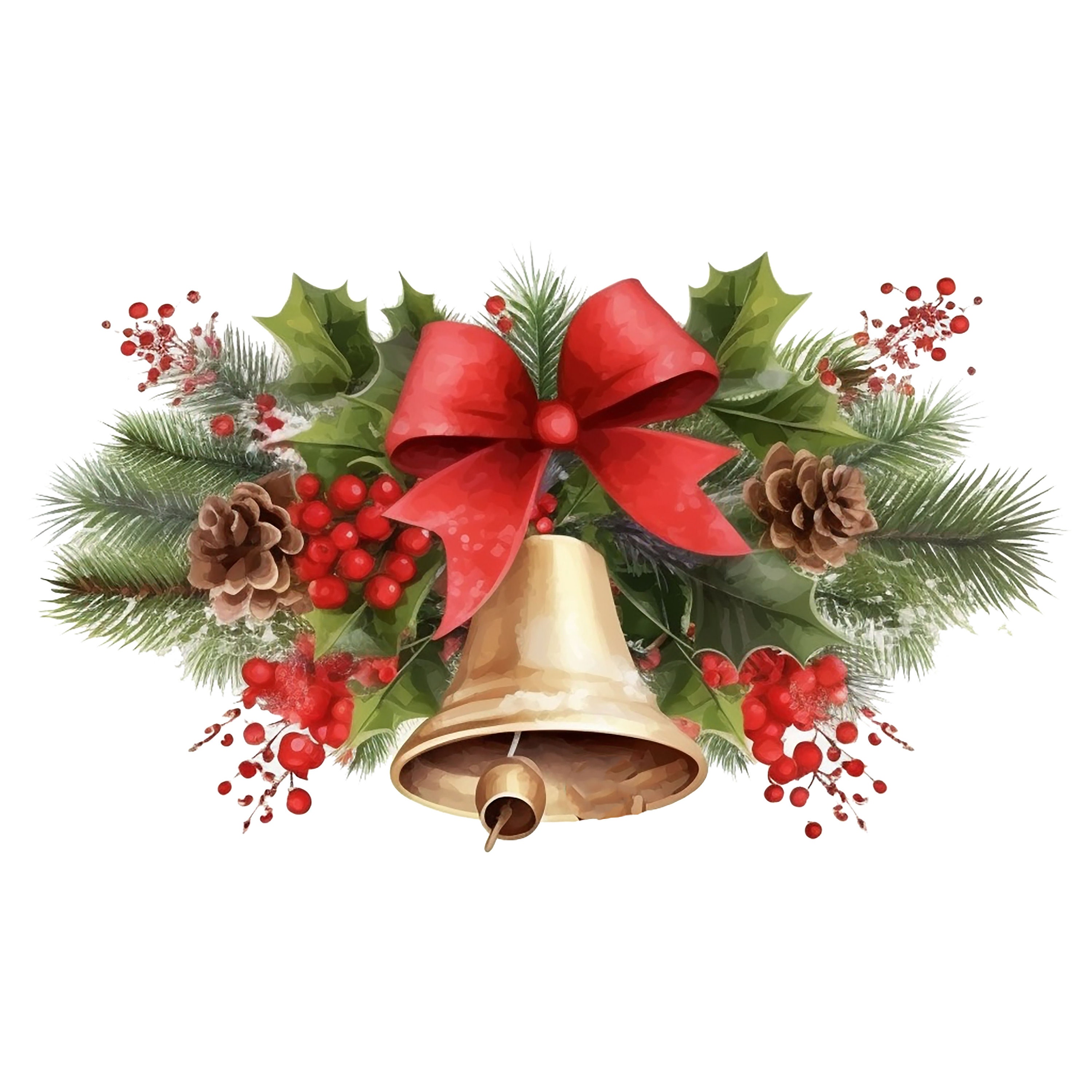 Christmas Holly Bells Clip Art