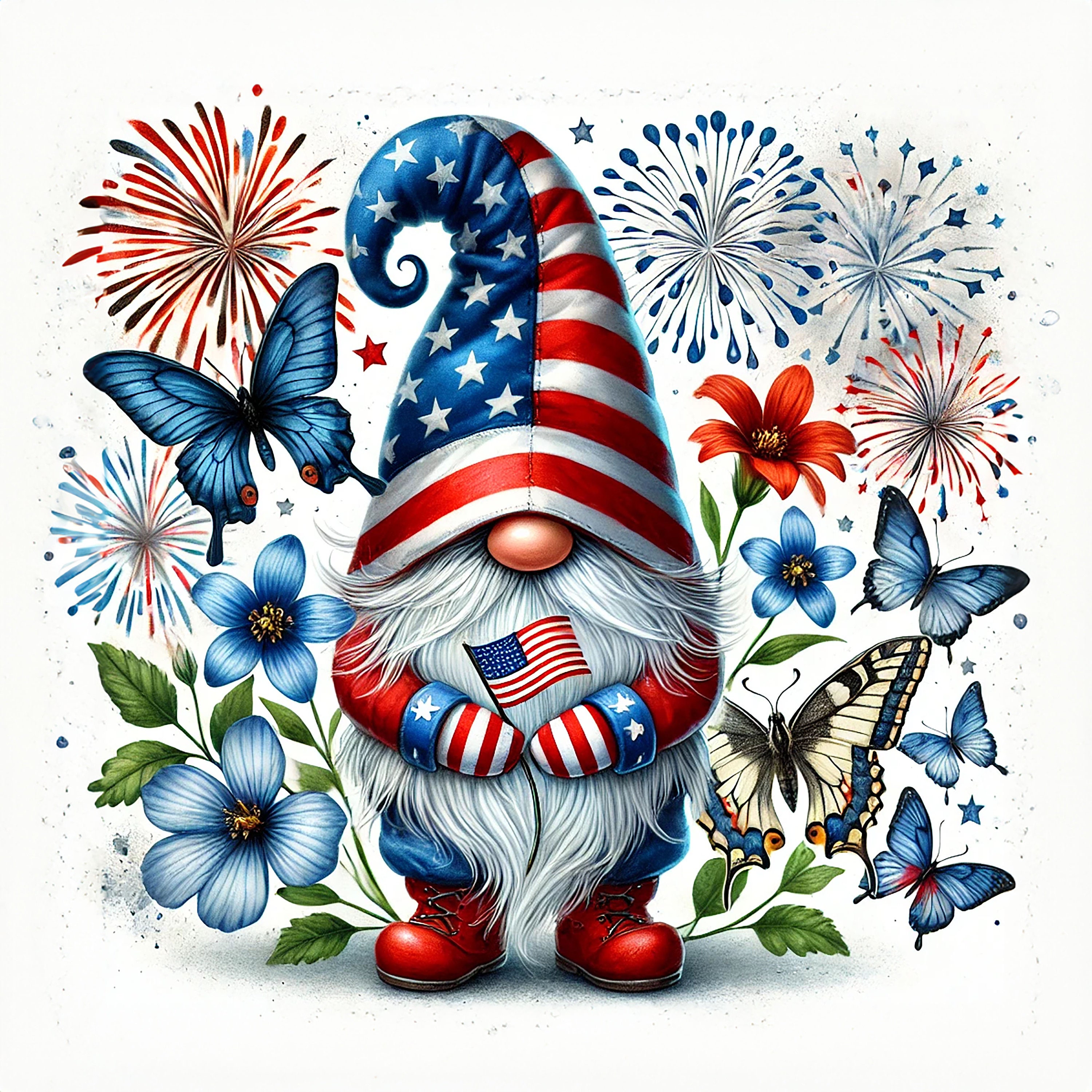 12 PNG and JPG, Patriotic Gnome Clipart Bundle. American Pride, 4th of ...