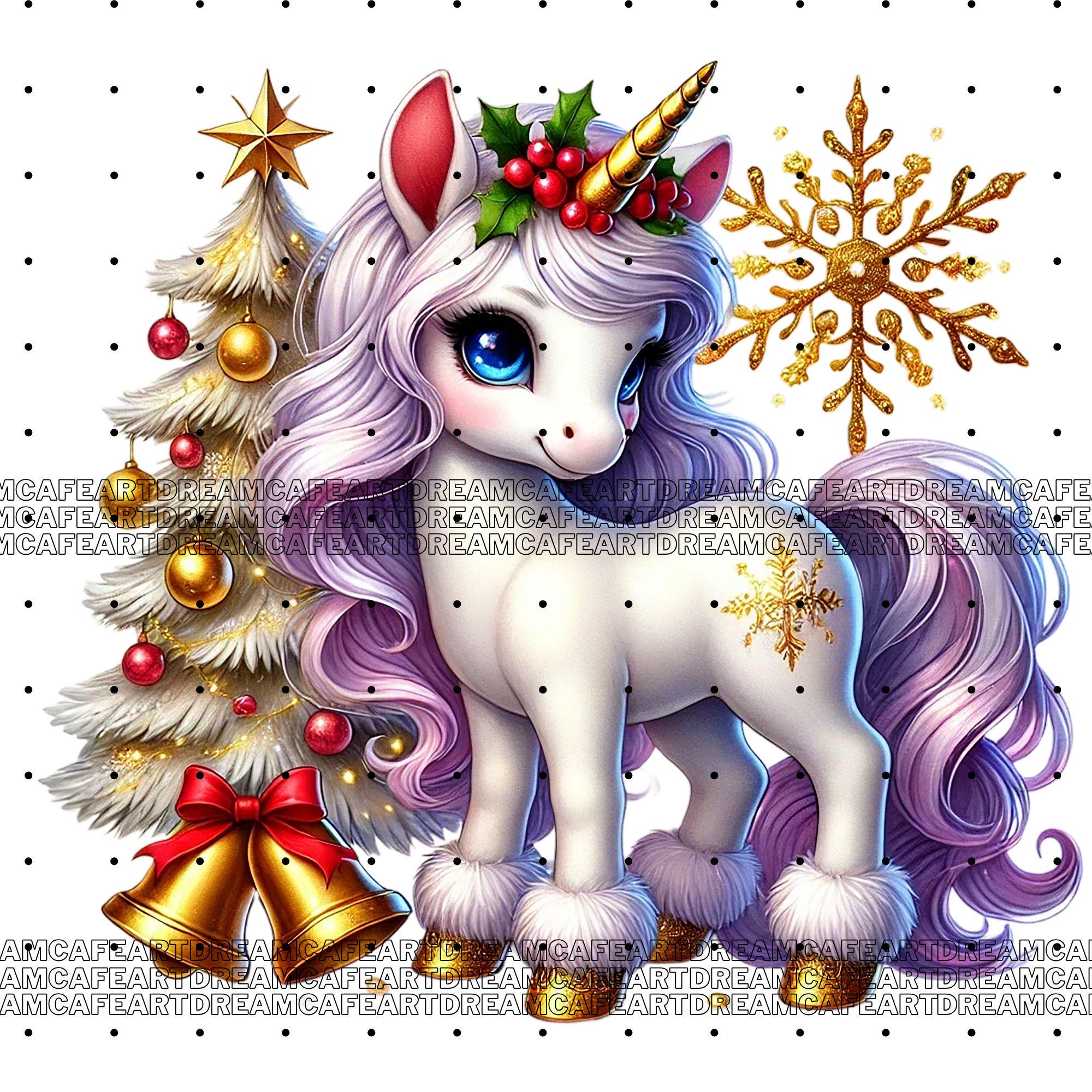 Christmas Unicorns Clipart Bundle 41 PNG, Set 6, Festive Unicorn ...