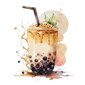 16 Watercolor Boba Tea Clipart PNG, Boba Tea Clipart Bundle,sublimation ...