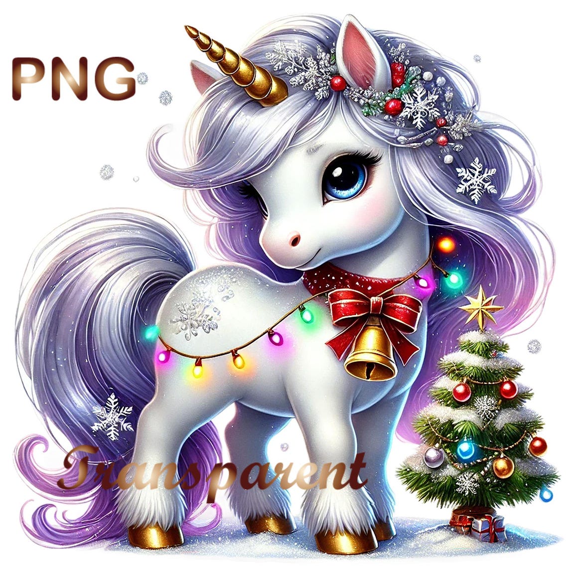 60 PNG Christmas Unicorn Clipart Bundle, Winter Unicorn Designs, Cute ...