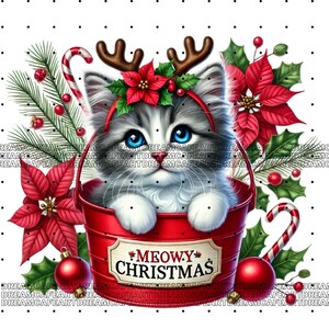 30 PNG Set 7, Christmas Kitten Clipart Bundle, Meowy Christmas Clipart ...