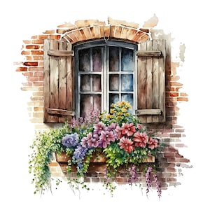 11 Window Flower Box Clipart, Floral Clipart, Window Box Clipart, Window Box Planter, Jpgs ...