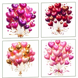 30 PNG Watercolor Valentine's Day Balloons Clipart, Valentines Day ...