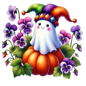 33 JPG, Watercolor Cute Ghost Clipart Bundle, Halloween Clipart Bundle ...