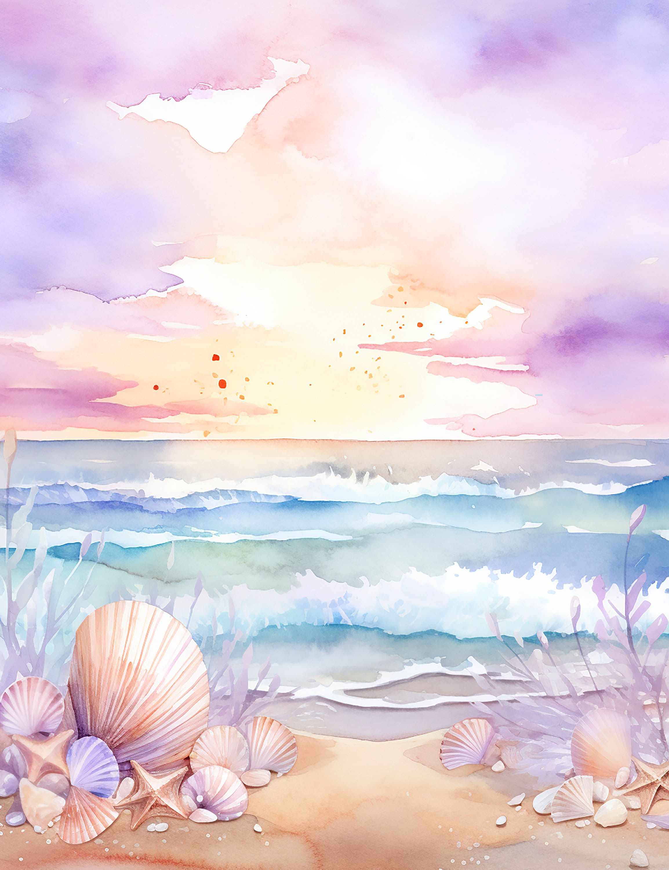 40+ Printable Sunset Over the Beach Digital Paper,jpgs, Beach ...