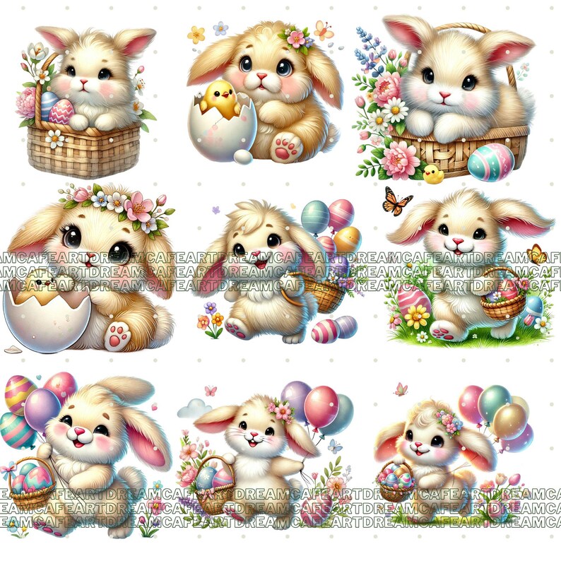 70 PNG Watercolor Pastel Rabbit Clipart, Easter Cute Bunnies Png,floral ...