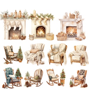 76 Watercolor Cozy Winter Clipart, Png,christmas Boho Clipart ...