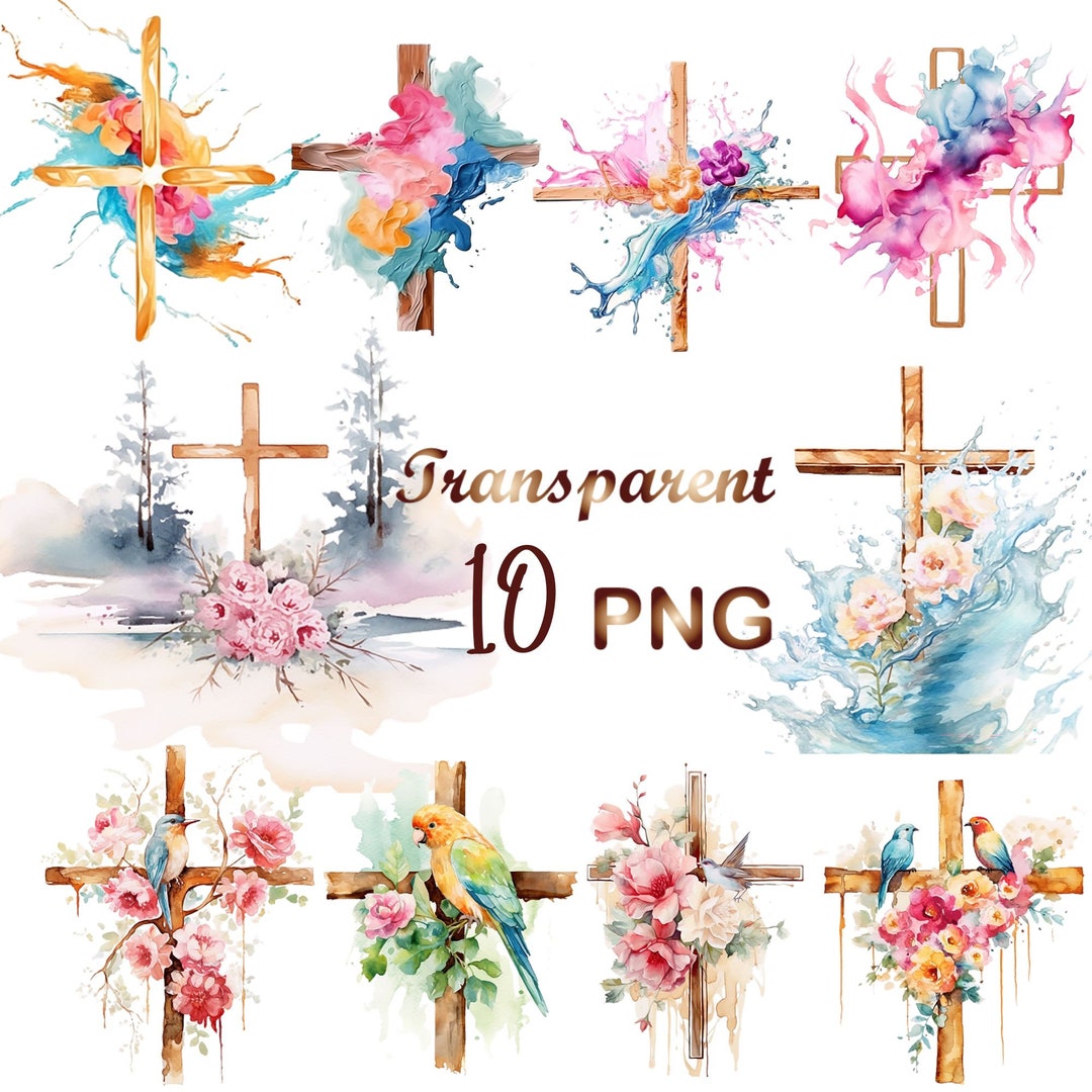 10 Watercolor Cross Clipart PNG, Wooden Watercolor Cross Clipart ...