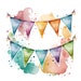 10 Watercolor Bunting Clipart,png, Birthday Party Clipart, Happy ...