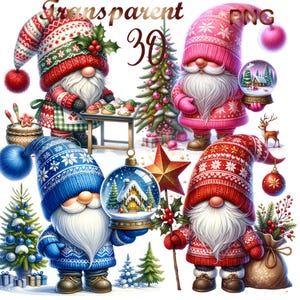 30 PNG Christmas Gnome Clipart, Winter Clipart, Festive Gnome Graphics ...