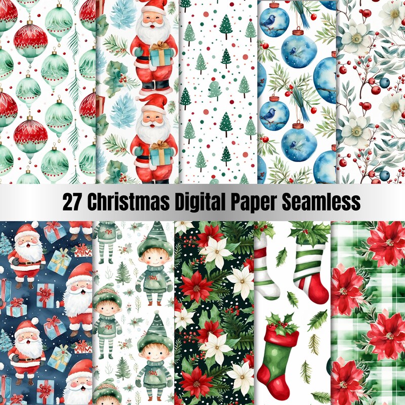 Watercolor Christmas Digital Paper - Etsy
