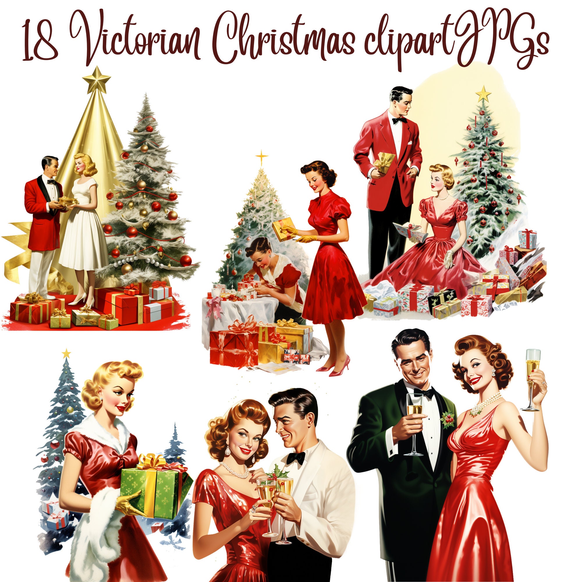 Victorian Christmas Tree Clip Art