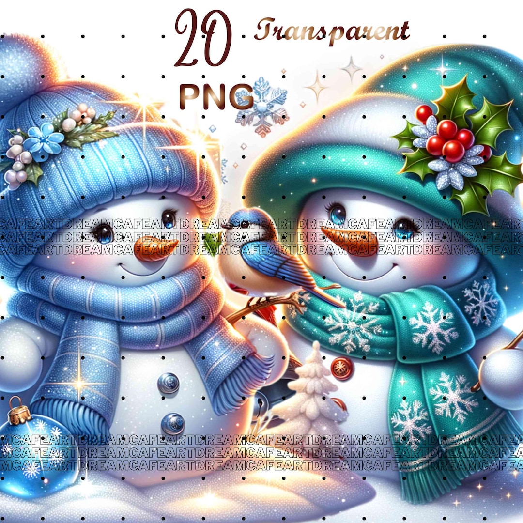 20 PNG Christmas Snowman Clipart, Christmas Snowman Bundle Clipart ...