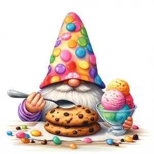 25 PNG Ice Cream Gnome Clipart Bundle, Summer Gnomes, Ice Cream Clipart ...