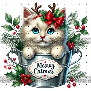 30 PNG Set 7, Christmas Kitten Clipart Bundle, Meowy Christmas Clipart ...