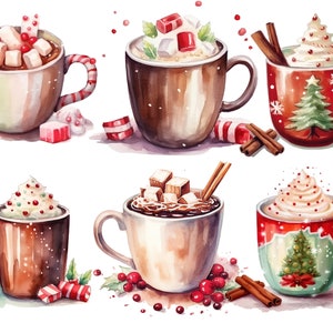 16 Watercolor Hot Chocolate Clipart, Watercolor Hot Cocoa PNG ...