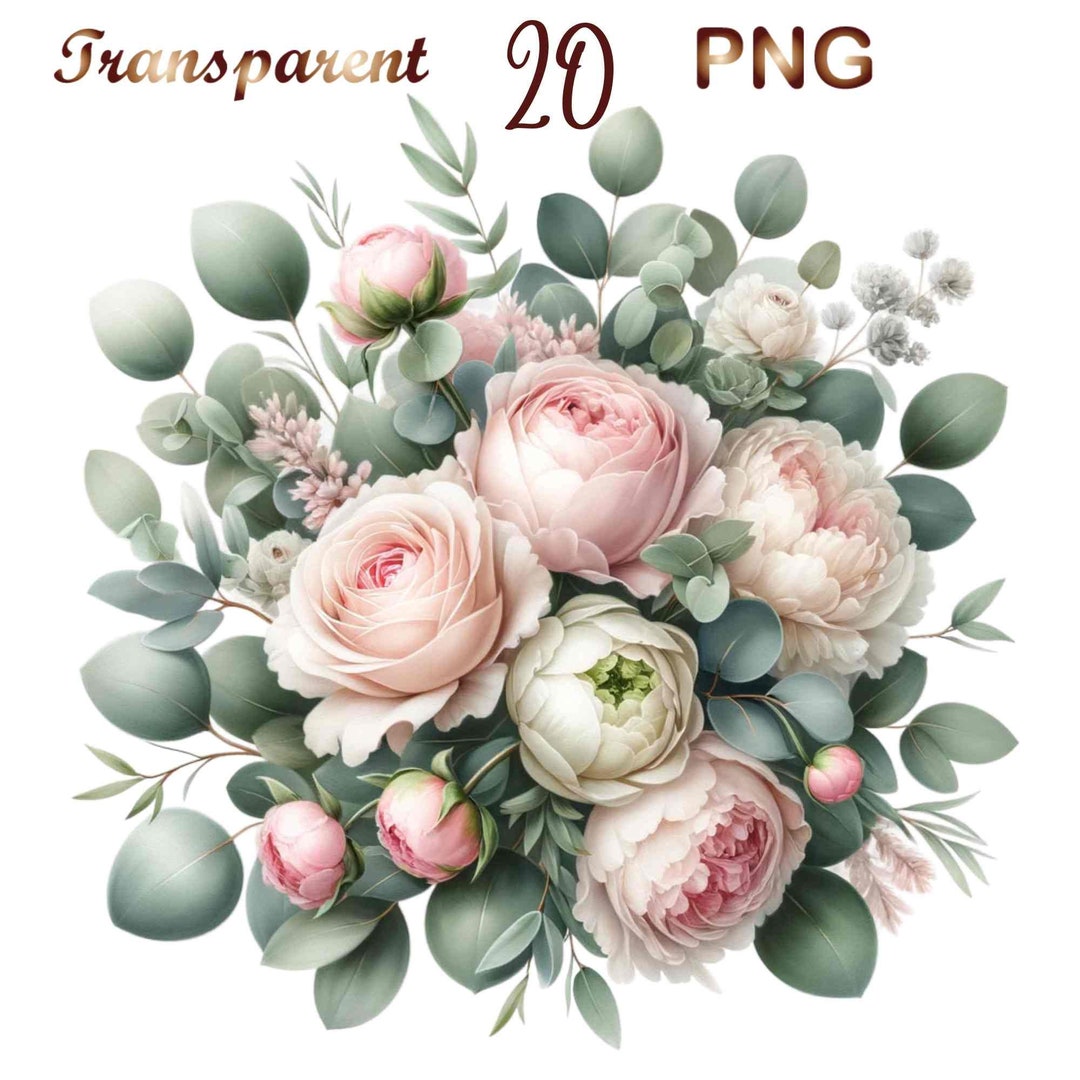 20 Wedding Clipart, Watercolor Floral Clipart, Floral Clipart, Spring ...
