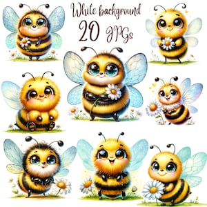 20 Jpgs Sweet Bees Clipart Bundle, Cute Bees Clipart Bundle, Cute Bees ...
