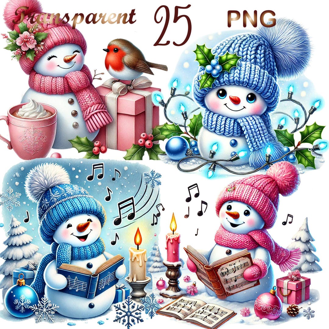 25 Png, Christmas Penguins Clipart Bundle,x-mas Clipart,holiday Penguin ...