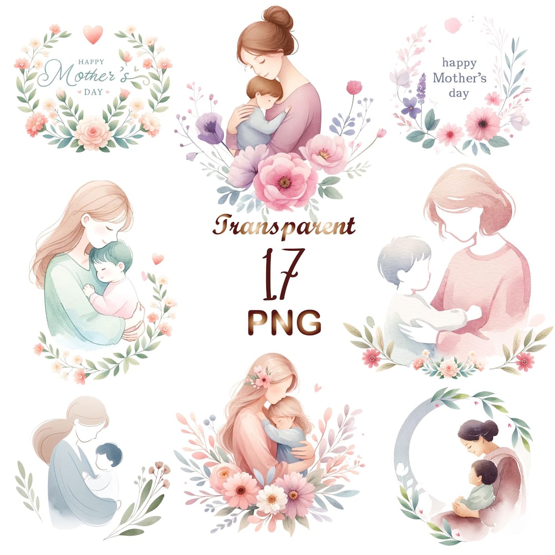 17 PNG, Mothers Day Clipart, Happy Mother's Day Clipart, Mother's Day ...