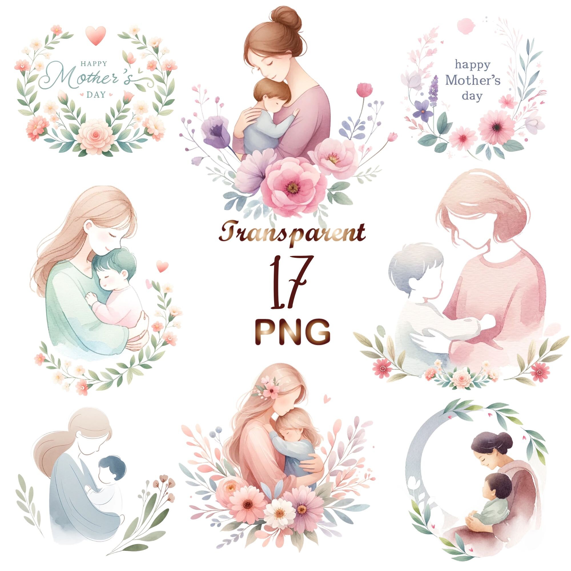17 PNG, Mothers Day Clipart, Happy Mother's Day Clipart, Mother's Day ...