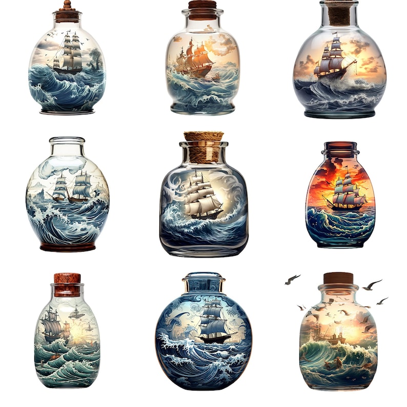 26 Ship in a Bottle Png, Ship in a Bottle Clipart,watercolor Ship in a ...