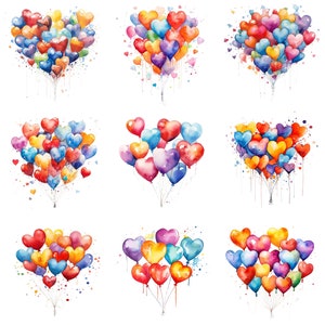 30 PNG Watercolor Valentine's Day Balloons Clipart, Valentines Day ...