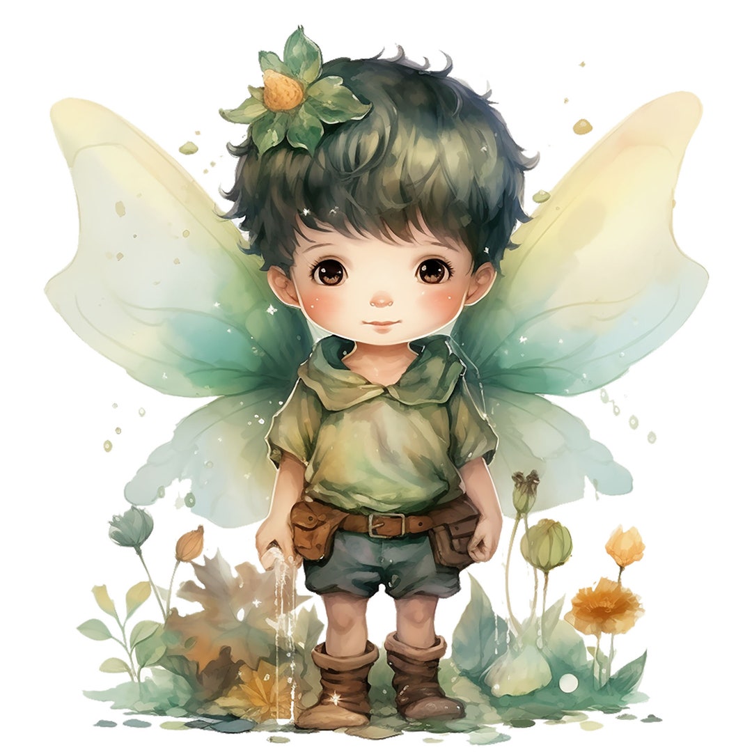 12 Magical Fairy Boy Clipart, Jpgs, Watercolor, Digital Planner ...