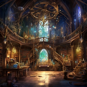 30 Printable Magical Library Digital Paper,jpgs,magical Library ...