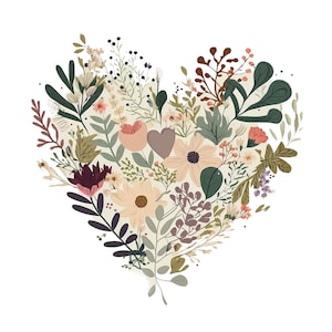 10 Boho Hearts Clipart, Floral Clipart, Jpgs, Commercial Use, Digital ...