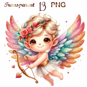 13 PNG Watercolor Valentine's Day Cupid Clipart, Valentines Day Cute ...