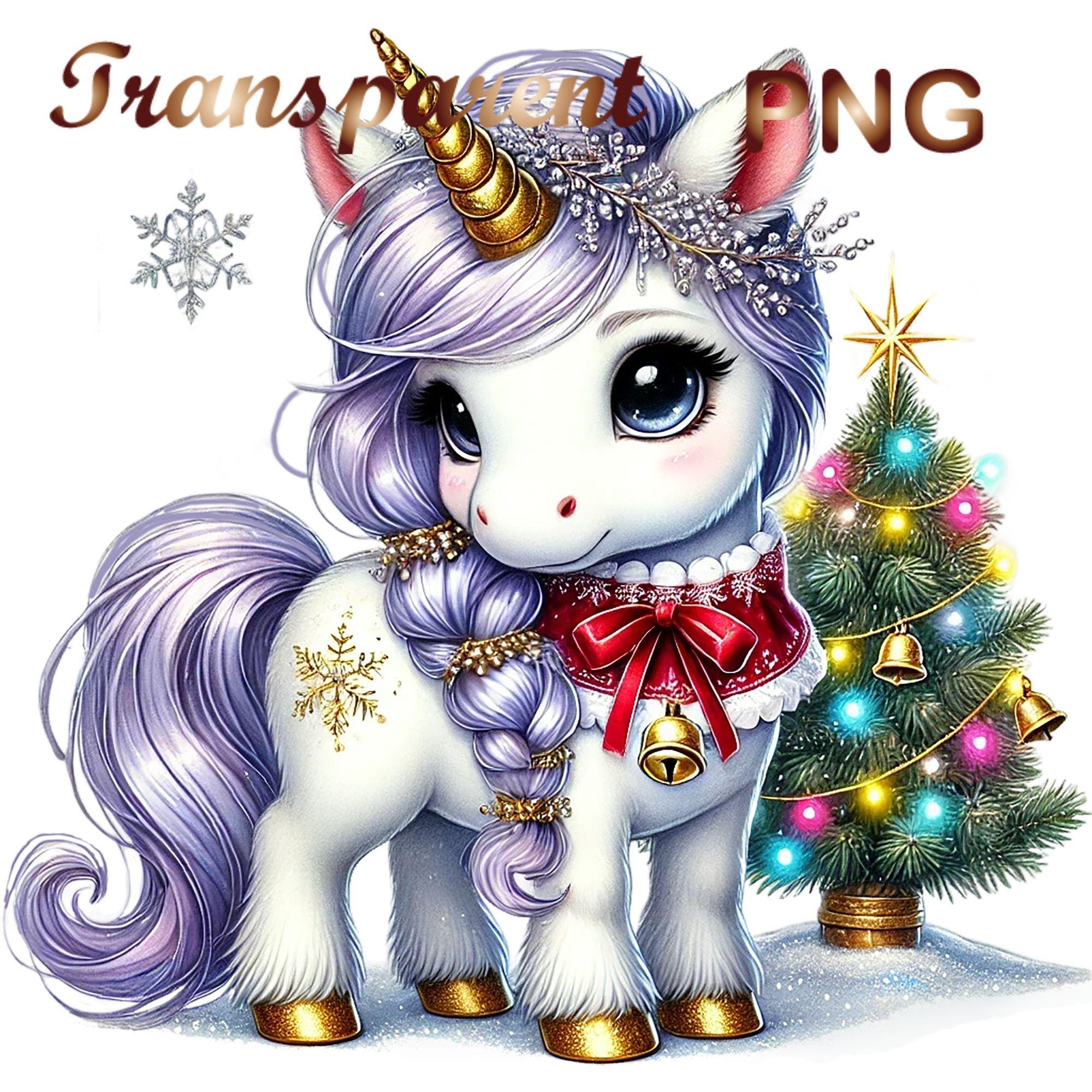60 PNG Christmas Unicorn Clipart Bundle, Winter Unicorn Designs, Cute ...