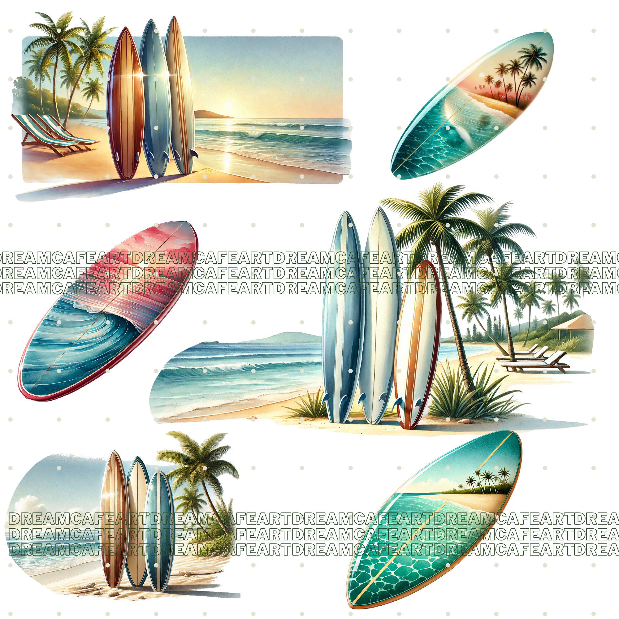 Surfboard Clipart 40 PNG | Aloha Surfing Graphics | Retro Hawaii Beach ...