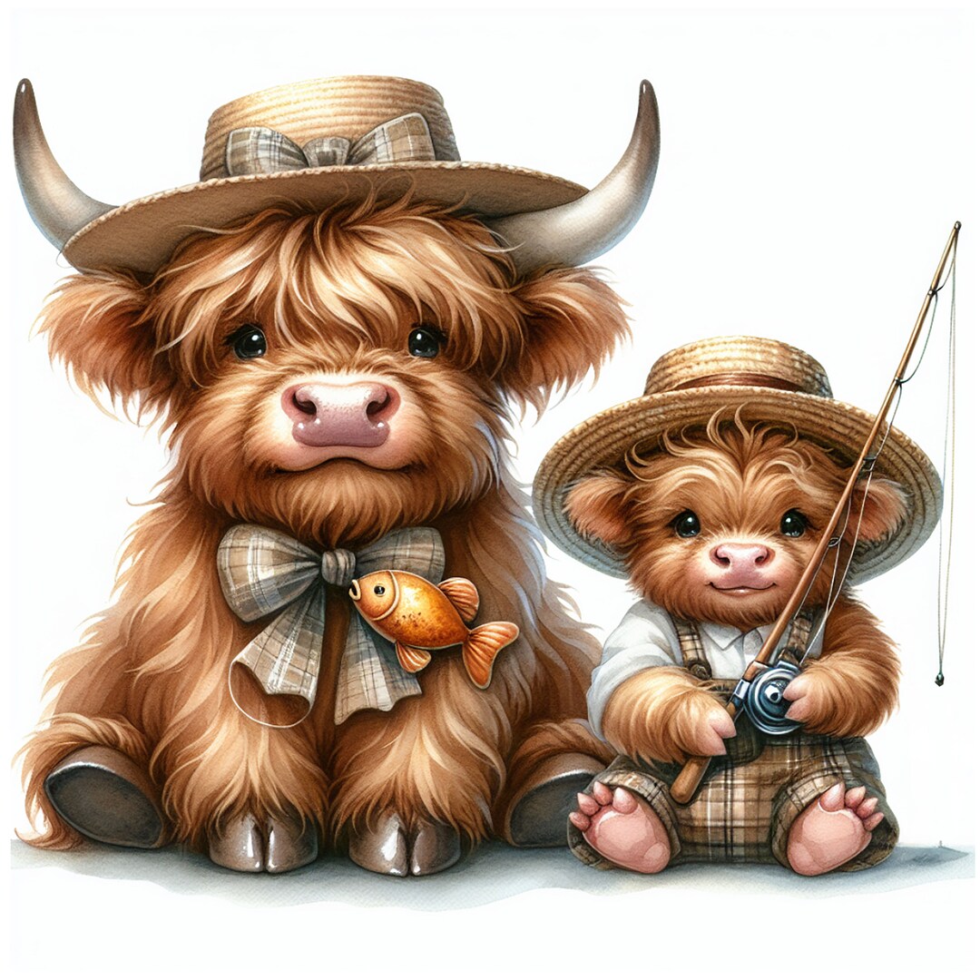 33 JPG Father’s Day Highland Cow Clipart, Father’s Day Clipart, Father ...