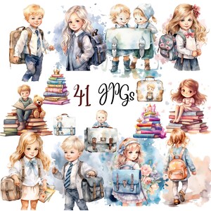 41 Watercolor Back to School Clipart Jpgs, Copy, Digital Planner, Paper ...