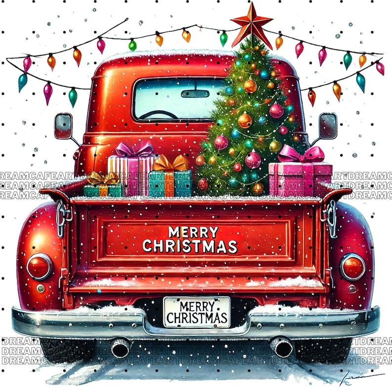 20 PNG Christmas Trucks Clipart bundle, Holiday Truck Illustrations ...