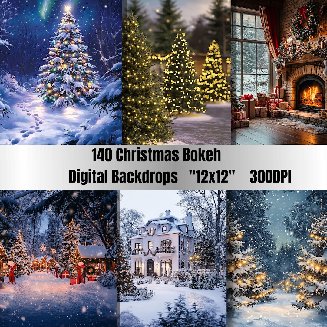 140 Jpgs Christmas Bokeh Digital Backdrops, Christmas Digital Backdrops ...