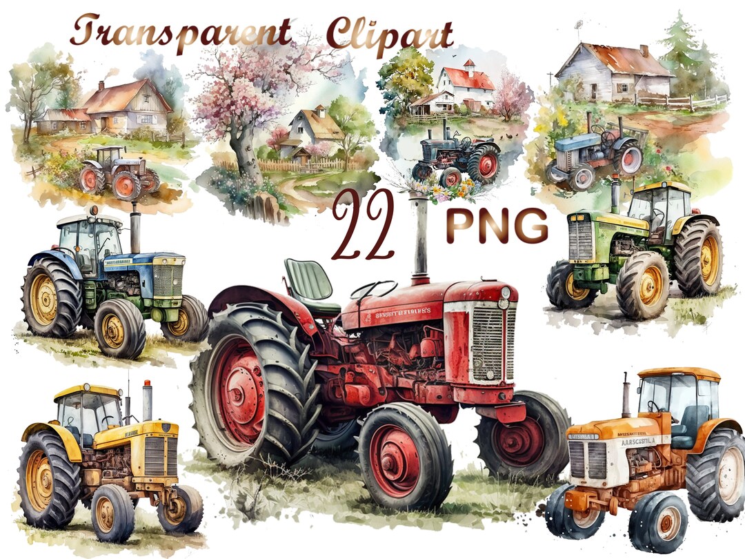 22 Watercolor Farm Tractor Png, Tractor Png, Tractor Farm Png, Farm ...