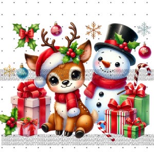 100 PNG Set 4 Christmas Reindeer Clipart Bundle, Festive Reindeer ...
