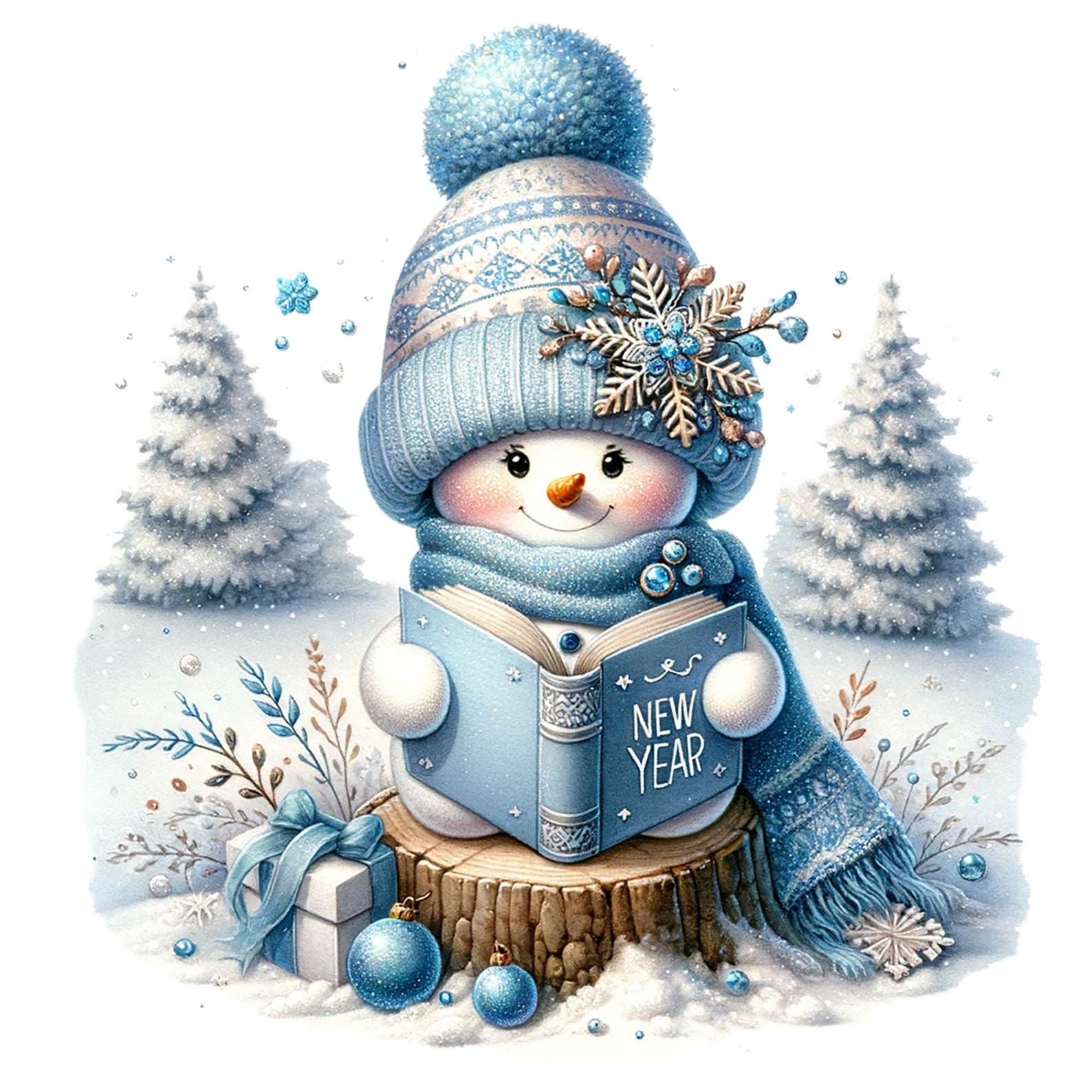 31 PNG, Watercolor Blue Snowman Collection Clipart, Festive Snowman ...