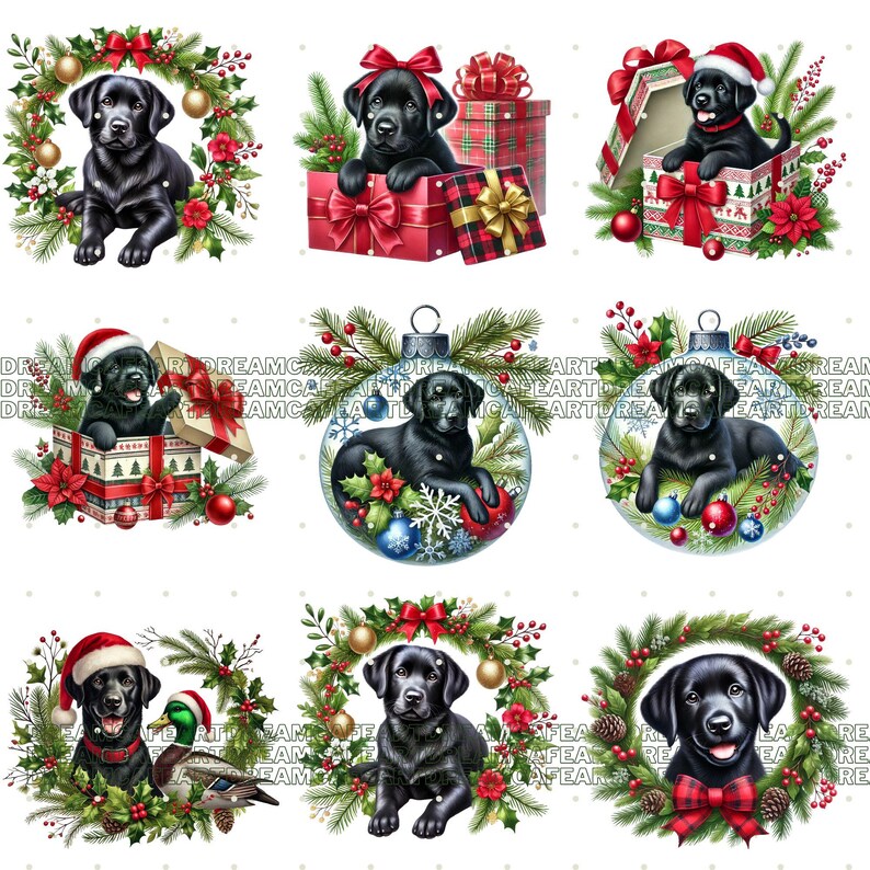 Christmas Black Labrador Clipart Bundle 70 PNG – Holiday Dog ...