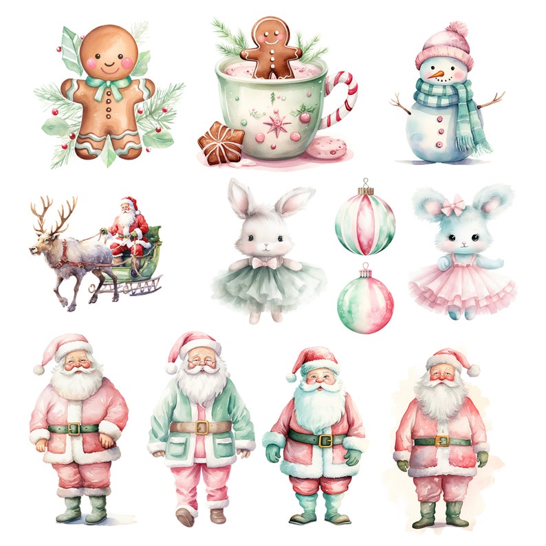 43 Pastel Christmas Clipart Png, Christmas Graphics, Merry Christmas ...