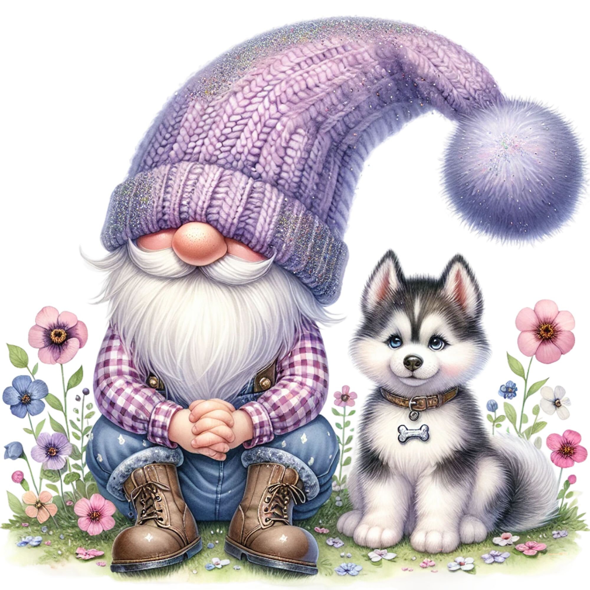 30 PNG, Watercolor Dog Gnome Clipart Collection Clipart Bundles,dog ...