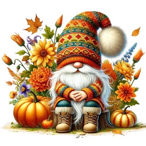 30 PNG, Hello Fall Gnome Clipart Bundle,autumn Gnome Clipart, Autumn ...