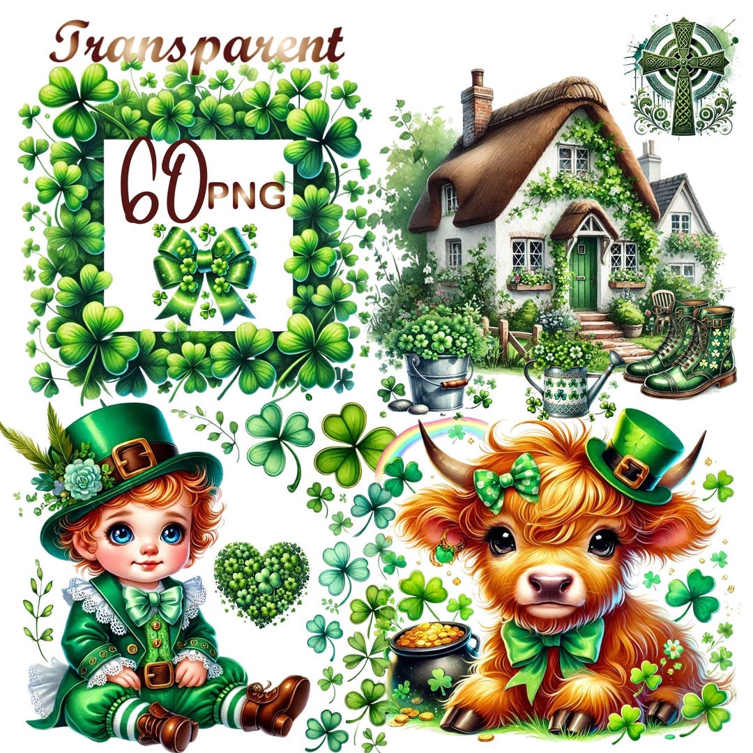 60 PNG Set 4 St.patrick’s Day Clipart,cute Leprechaun Clipart Png,st ...