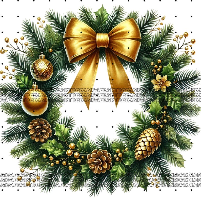 42 PNG Golden Christmas Decor Clipart Bundle,set1,holiday Decoration ...