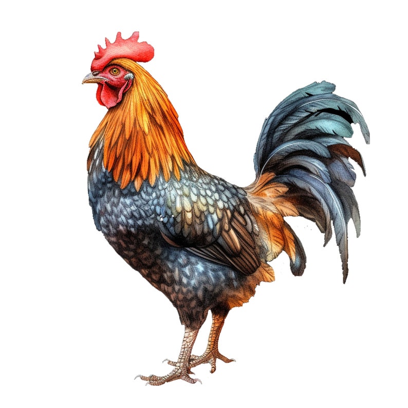10 Watercolor Cockerel Clipart, PNG, High Quality Png, Chicken Png ...