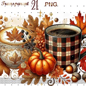 21 Png,autumn Coffee Clipart, Coffee Clipart Png, Fall-themed Art, Cozy ...